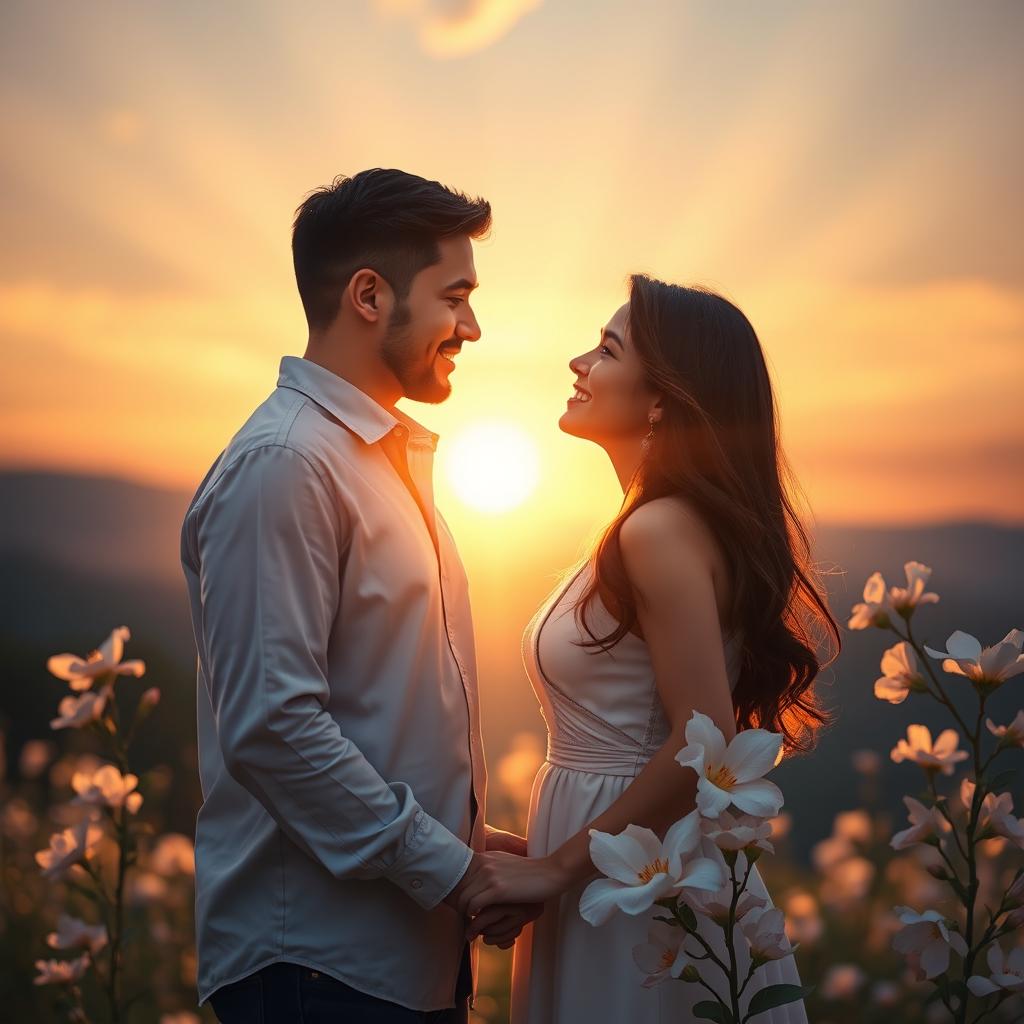 Emotional Love and Sacrifice: A Romantic Sunset Scene