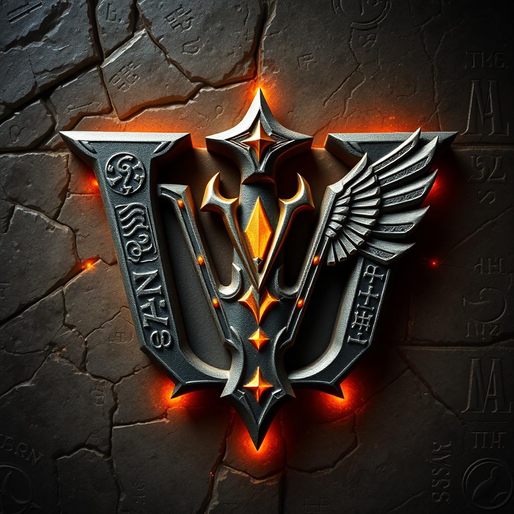 Epic Ancient Mythology Logo Design – Bold 'W' in Dark Fantasy Style
