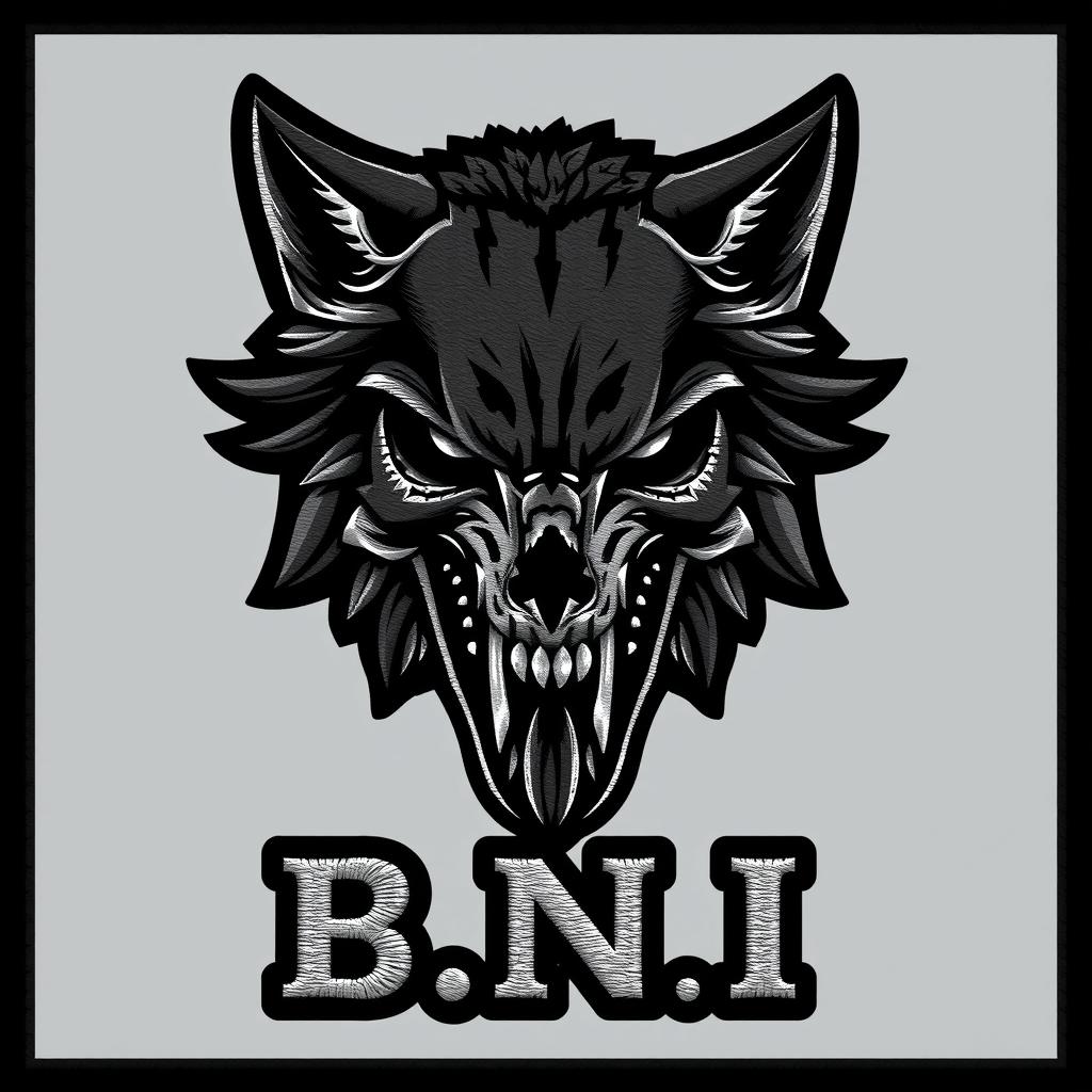 Artistic Army Patch Design: Skull and Wolf Merge | B.N.I