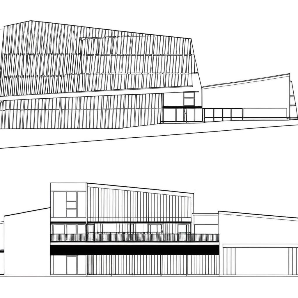 Stunning Contemporary Architectural Drawing with Dynamic Facade