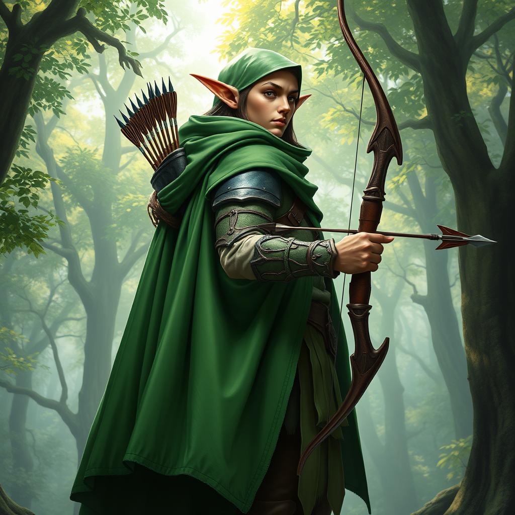 Majestic Elf Ranger in a Mystical Forest | Idyllic Images