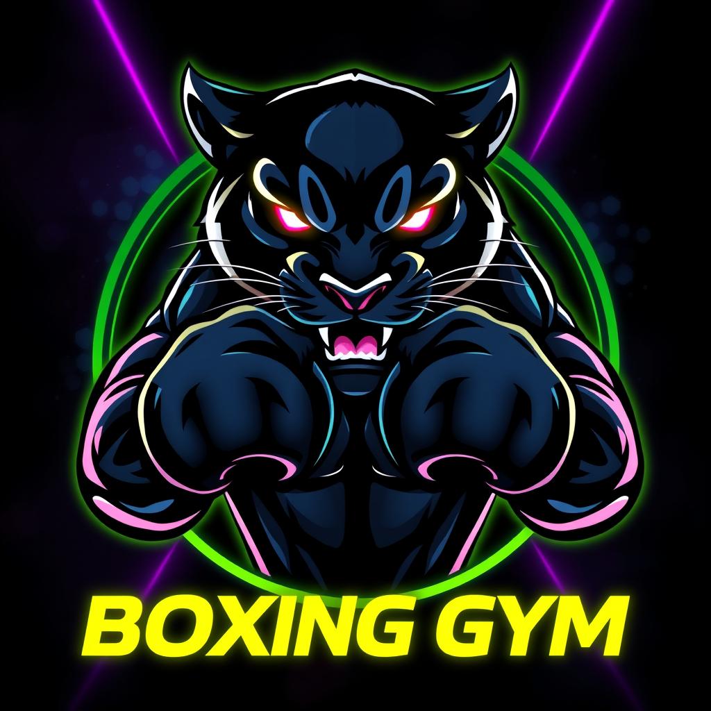 Dynamic Cyberpunk Black Panther Logo for Fitness Boxing Gym