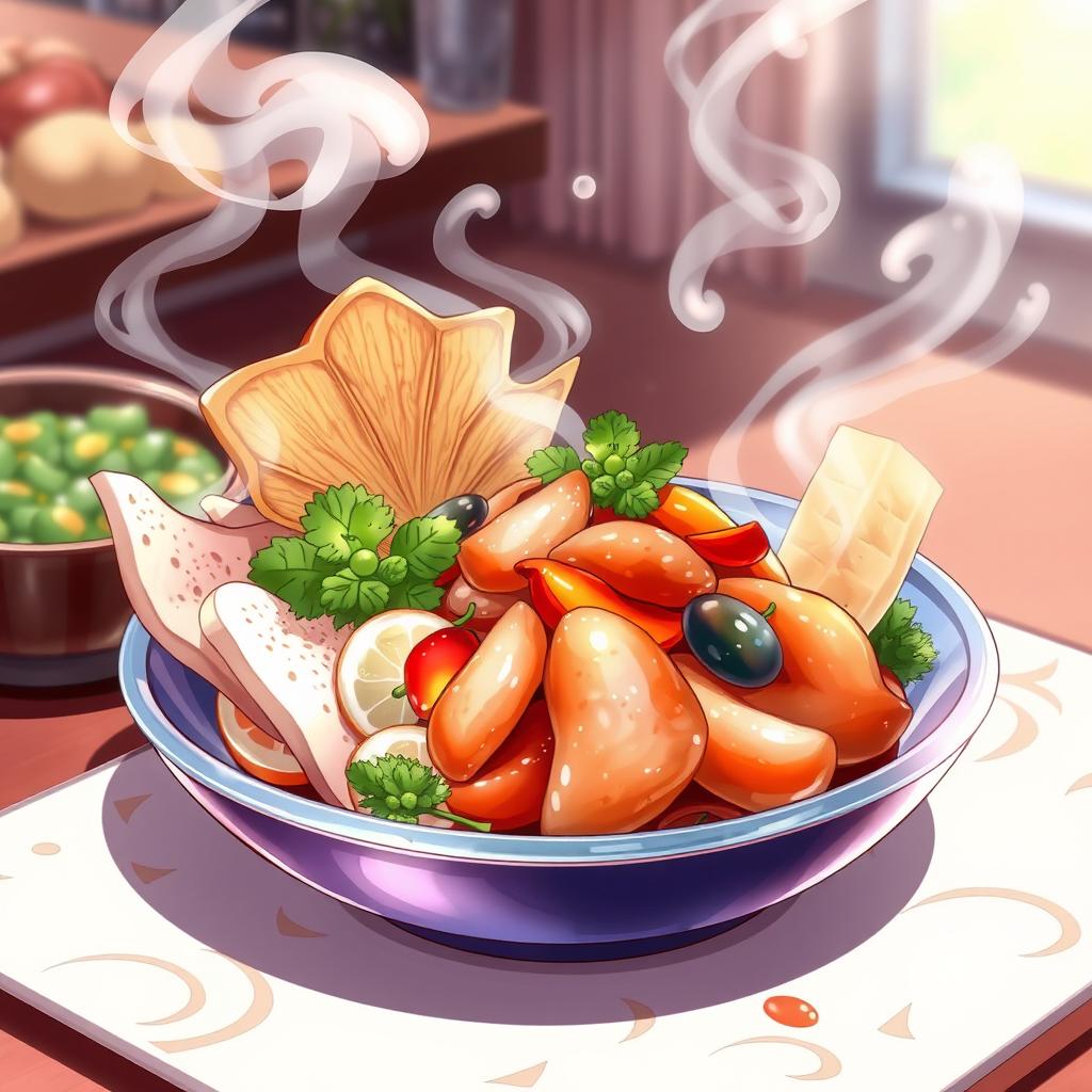 Vibrant Anime-Style Culinary Art: Exquisite Dish Imagery