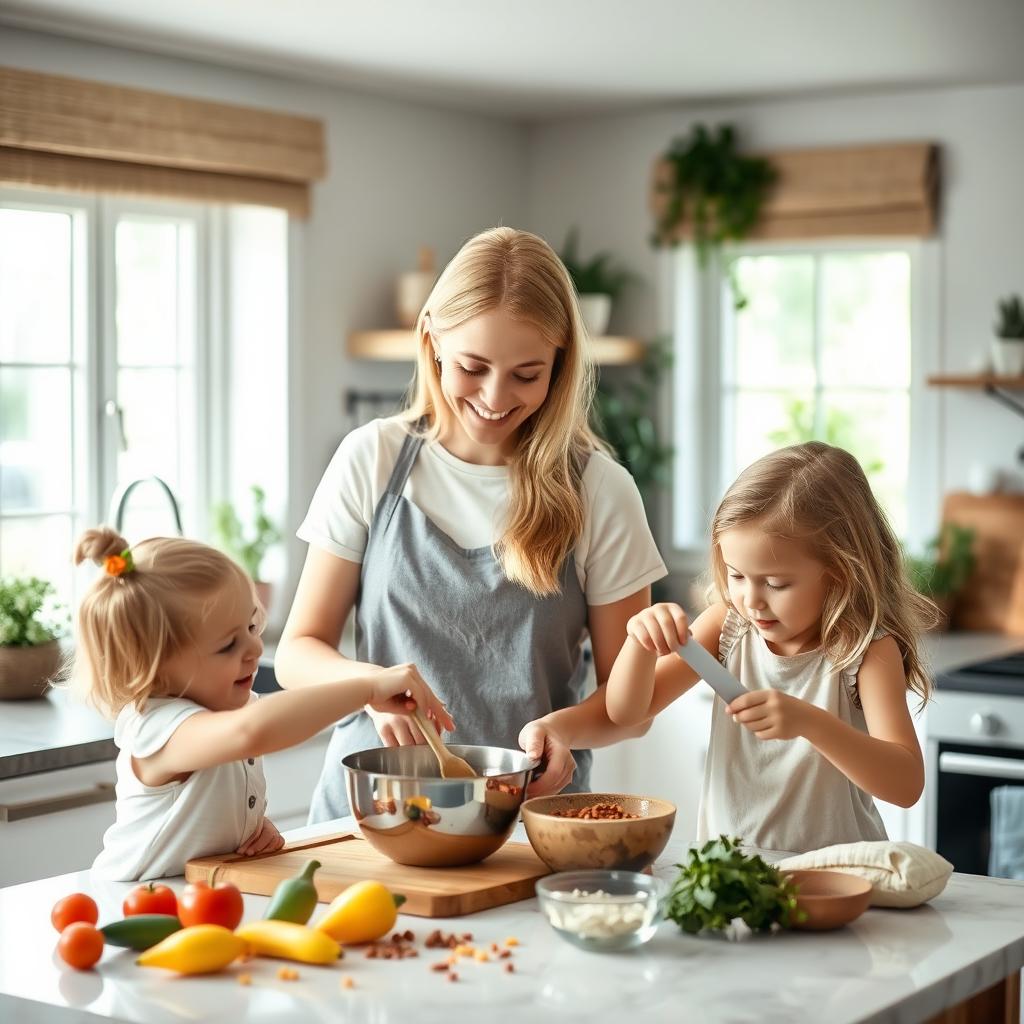 Whimsical Kitchen Scenes: Family Moments in Cooking
