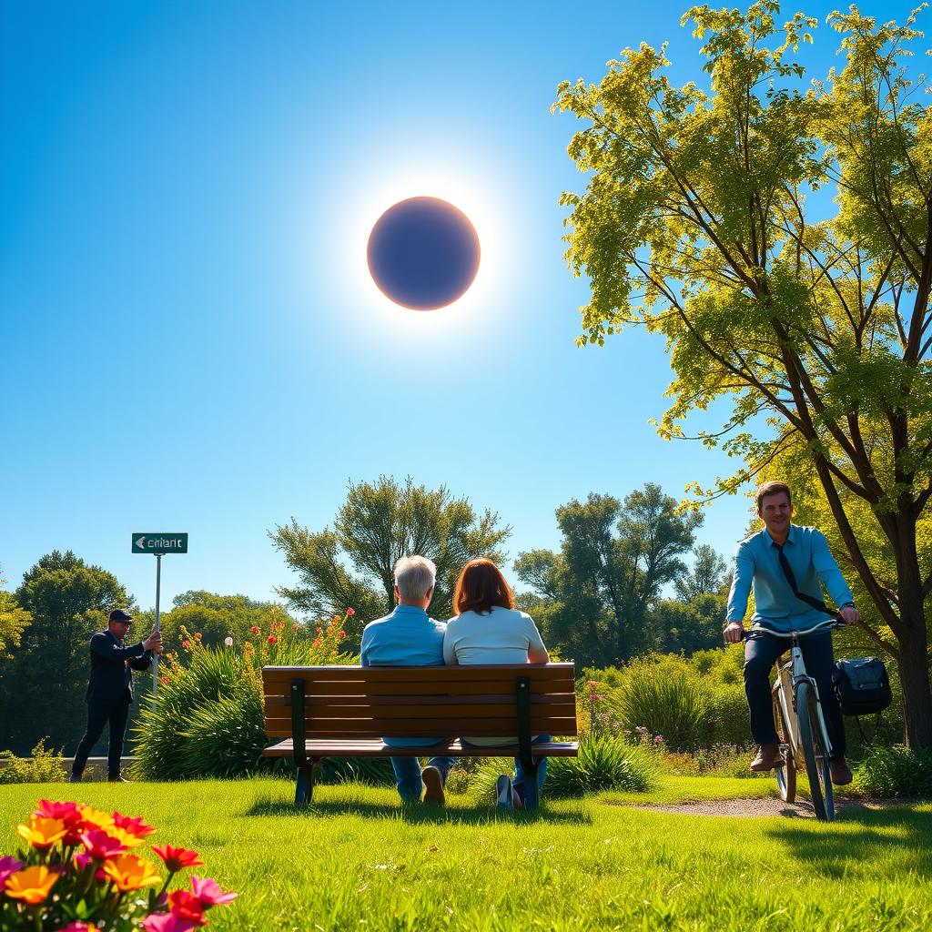 A Quirky Park Scene Under a Solar Eclipse | Idyllic