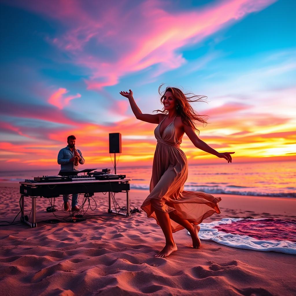 Joyful Beach Dance at Sunset | Embrace the Summer Vibes