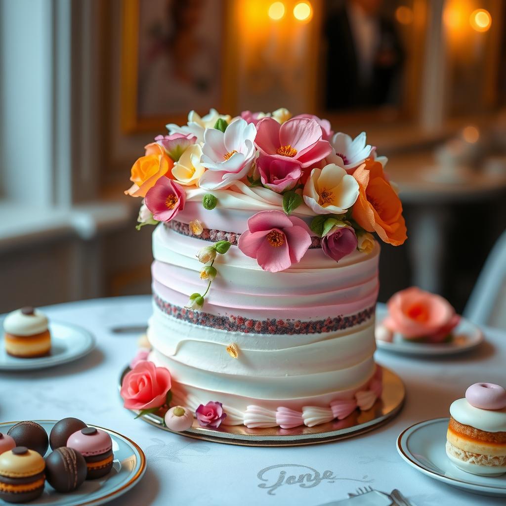 Elegant Multi-Layered Cake with Vibrant Decorations | Idyllic Ideas