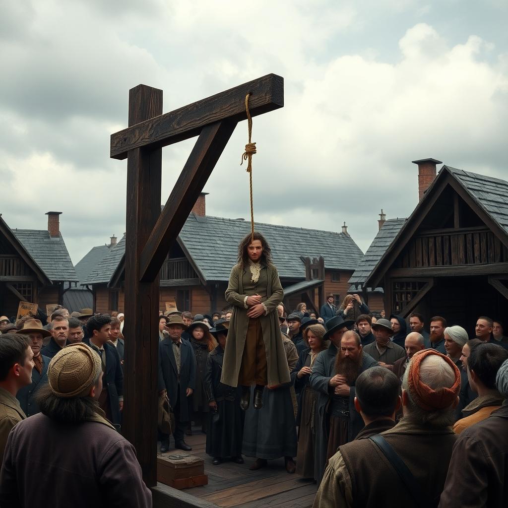 Artistic Depiction of a Historical Judicial Hanging Scene