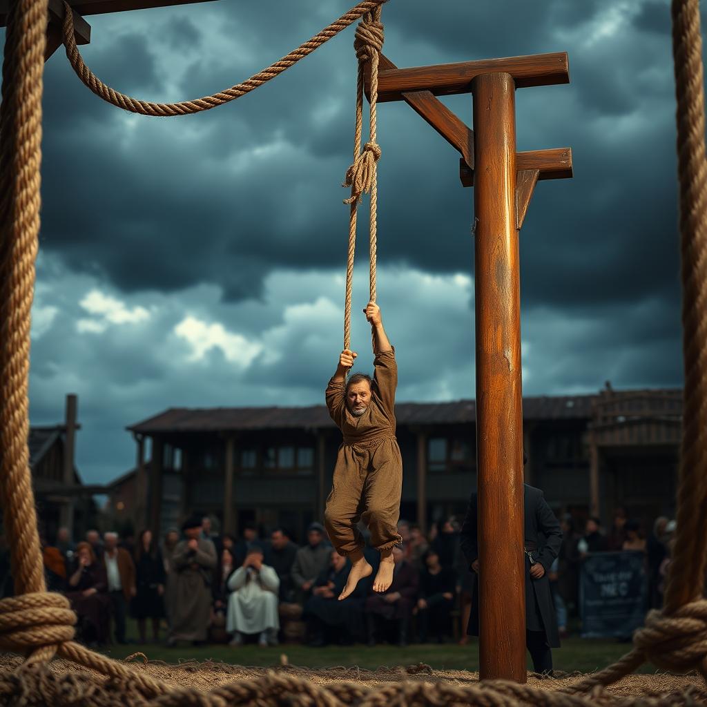 Dramatic Execution Scene - Realistic Long Drop Hanging Art