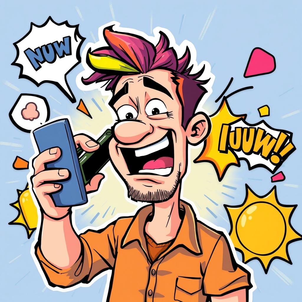 Vibrant Cartoon Illustrations of a Talkative Man: Humor in the Workplace