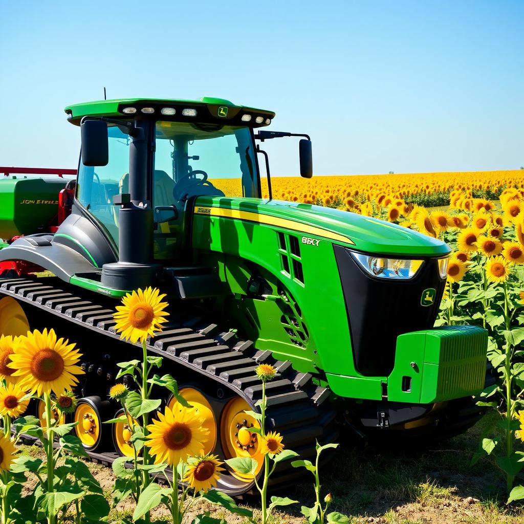 John Deere 8RX Tractor: A Vibrant Blend of Agriculture and Nature