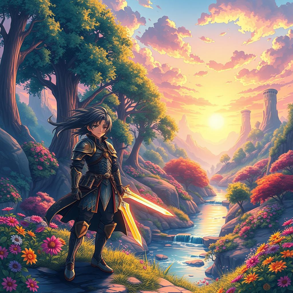 Vibrant Anime Wallpaper: Enchanting Fantasy Landscape