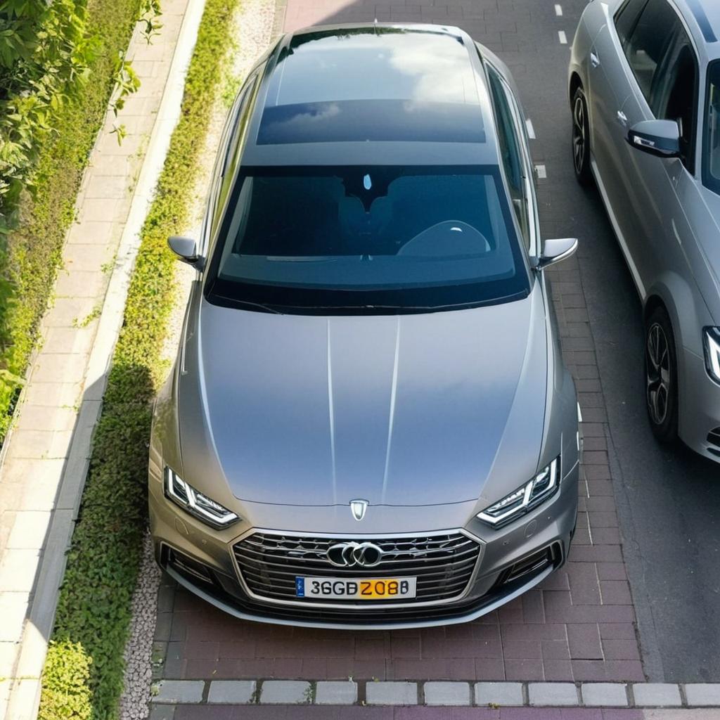 Stunning Top-Down View of a Silver Volkswagen with Panoramic Sunroof