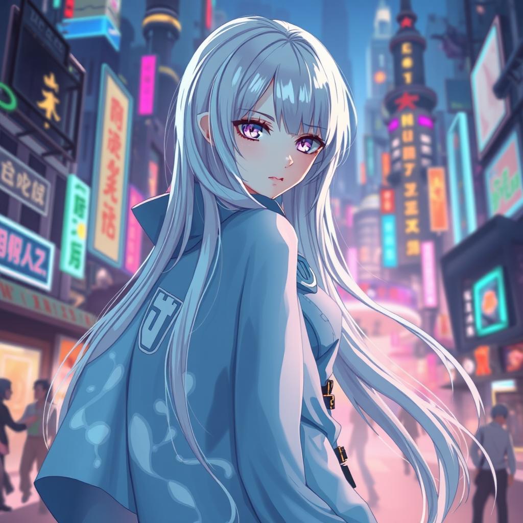 Enchanting Silver-Haired Heroine in Urban Fantasy Art