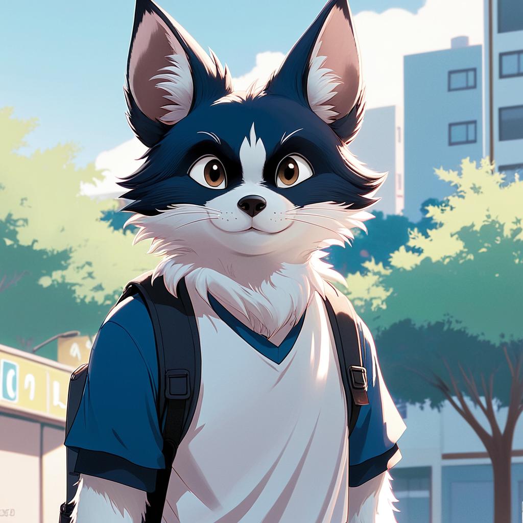 Friendly Anthropomorphic Wolf in Urban Setting | Idyllic AI Art