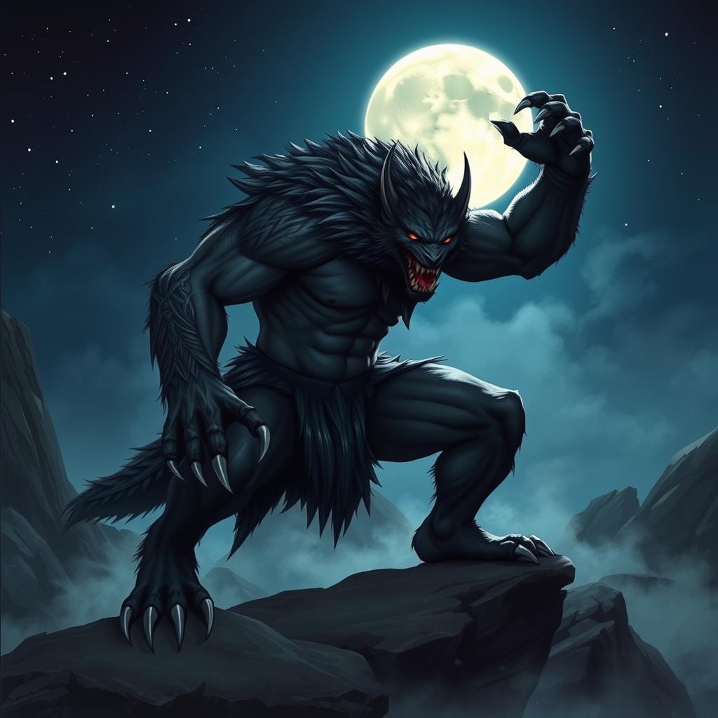 Lobo: The Fierce Werewolf Creature Under the Full Moon