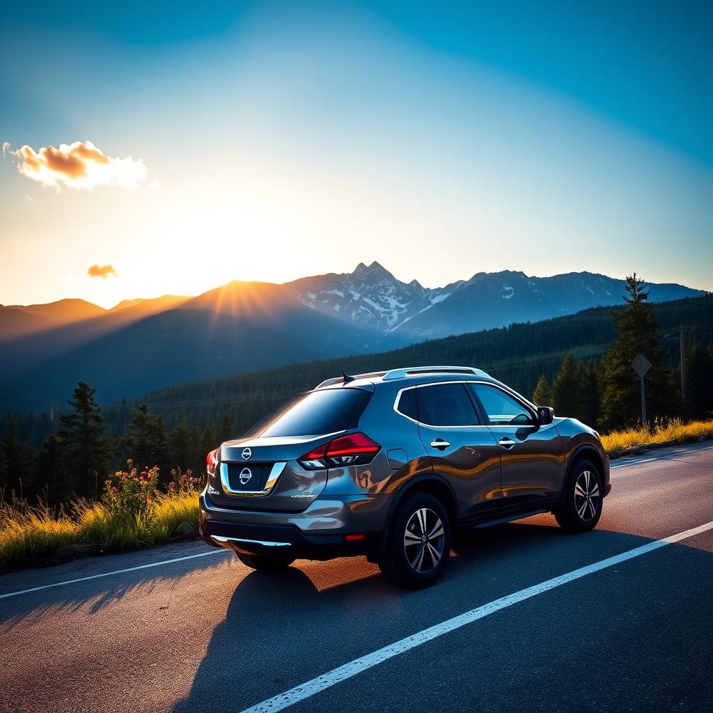 Stunning Scenic View of a 2018 Gray Nissan Rogue in Nature