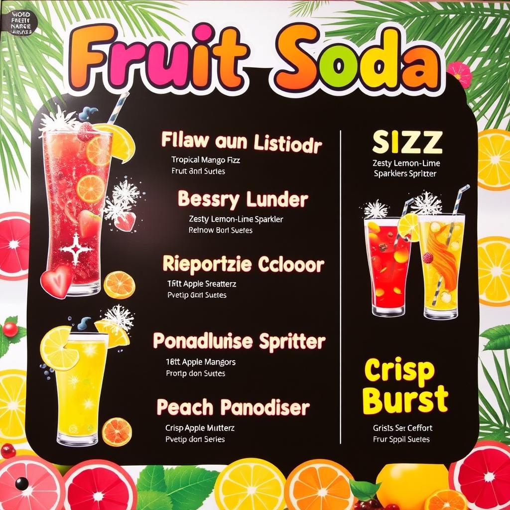 Vibrant Fruit Soda Menu - Refreshing Flavors