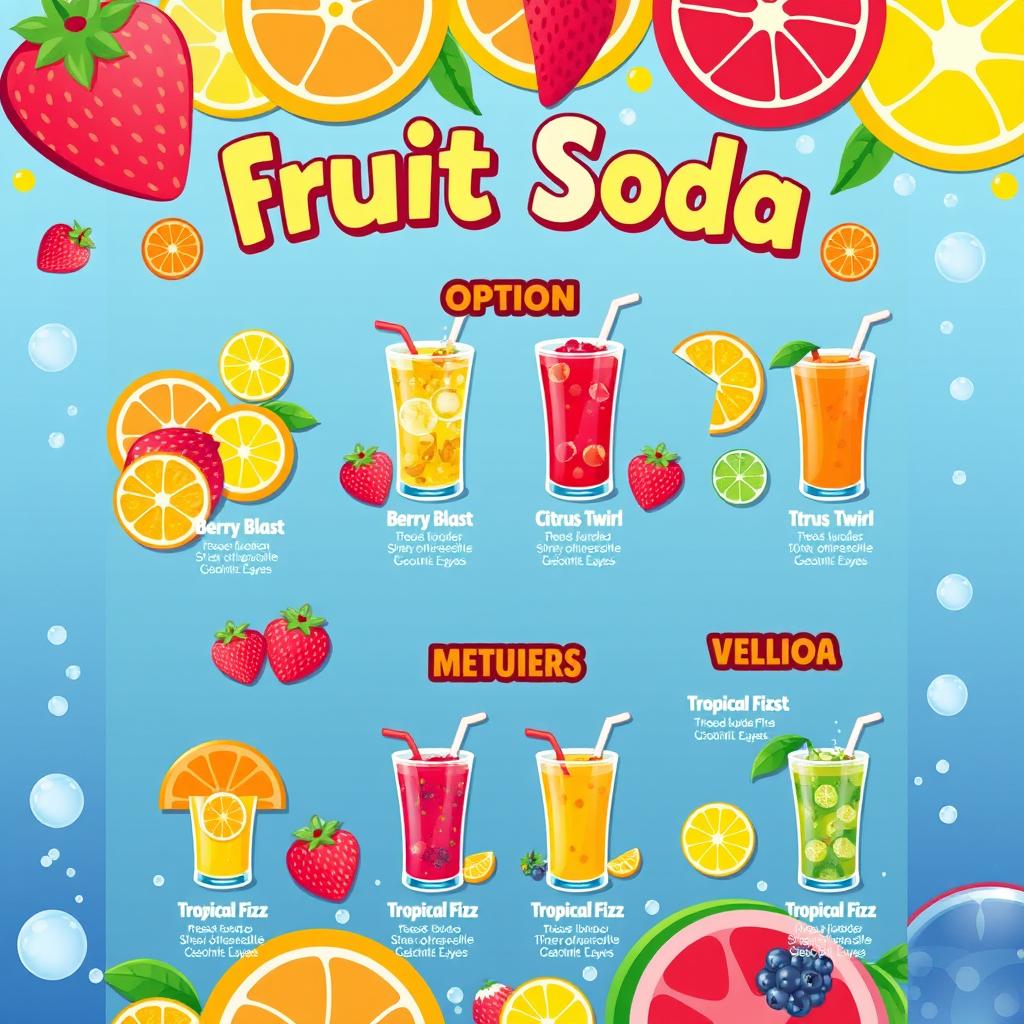 Vibrant Fruit Soda Shop Menu Poster Design