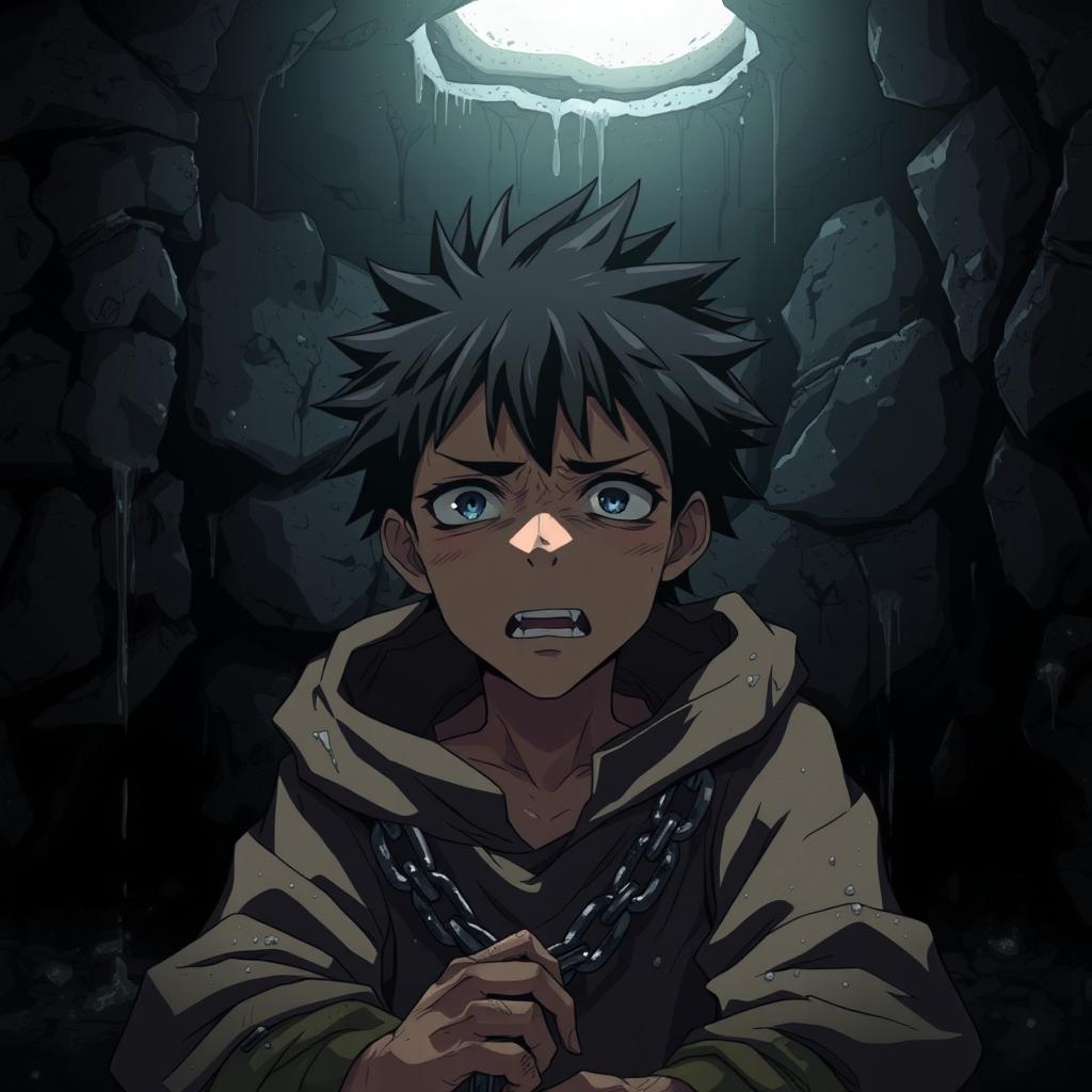 Desperate Anime Character Trapped Underground | Idyllic AI Art
