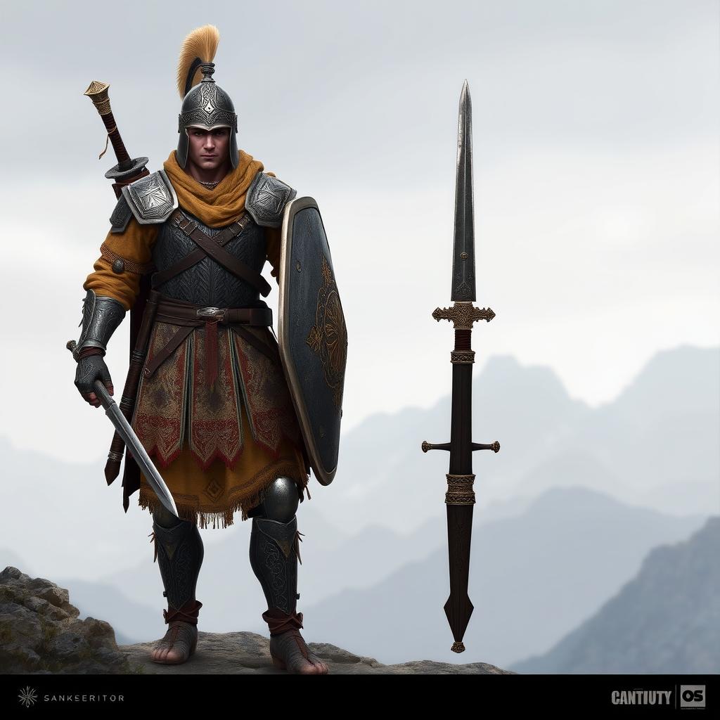 Ancient Georgian Warrior Character Skin Design for Shooter Games