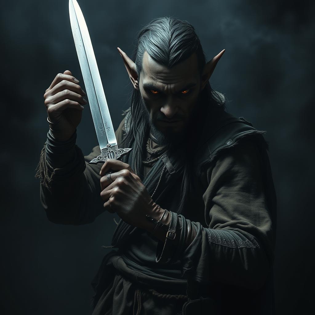 Mysterious Dark Elf: A Haunting Portrait of Shadows