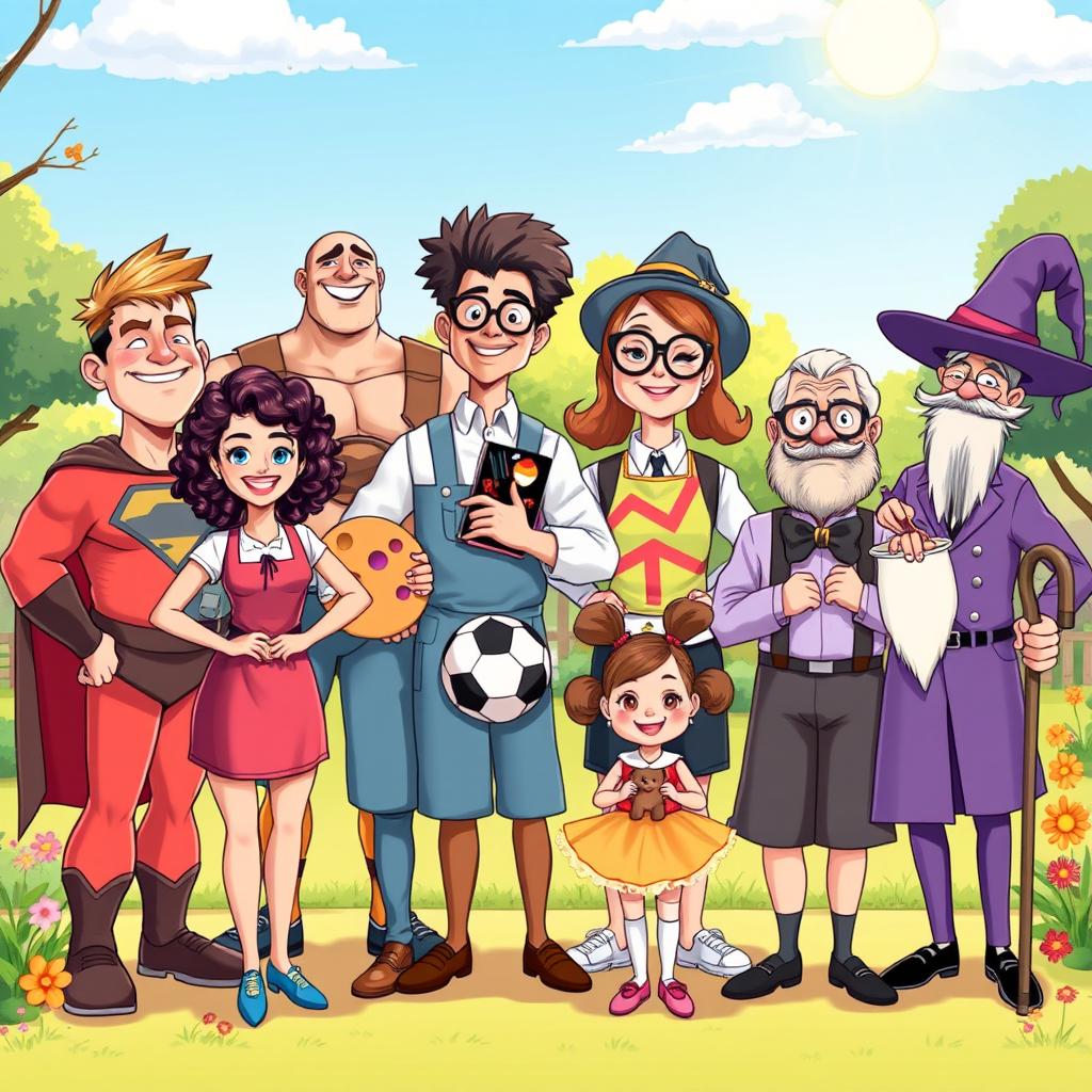 Vibrant Cartoon Community: Celebrating Diversity in a Sunny Park