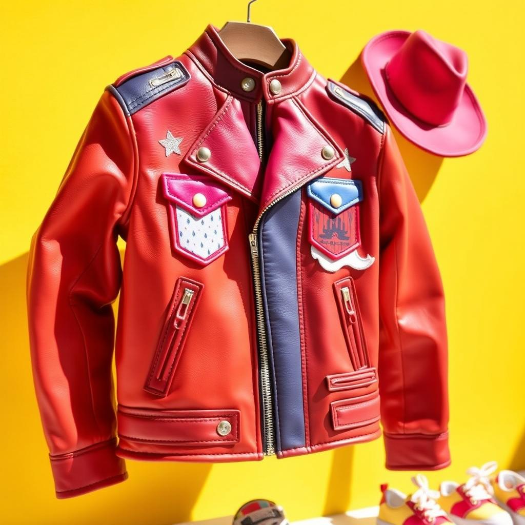 Stylish Kids' Leather Jacket: Fun & Vibrant Designs