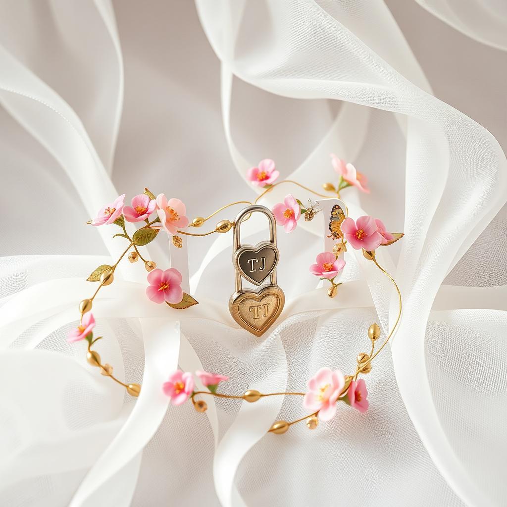 Ethereal Wedding Veil Design with Floral Chain & Heart Padlock