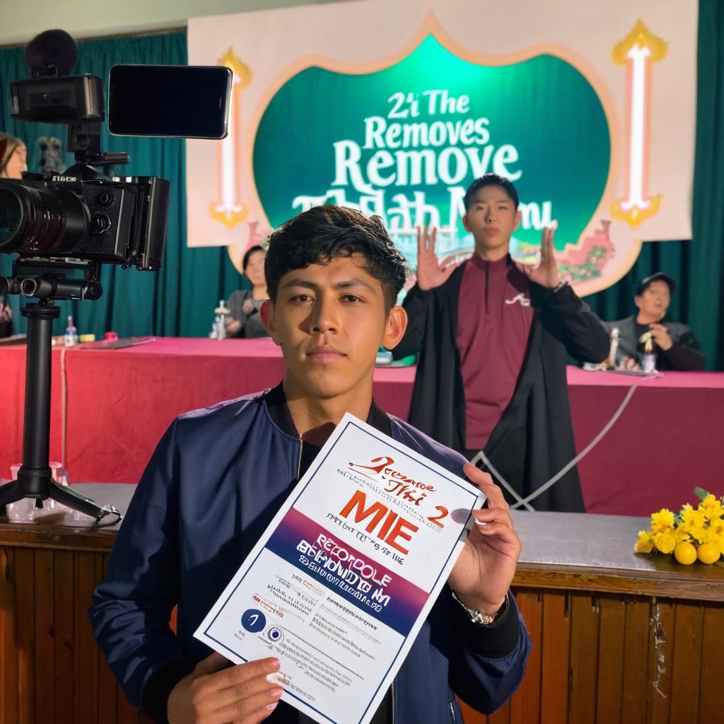 Celebrating Achievements: A Young Male's Triumph on Hari Raya Aidilfitri