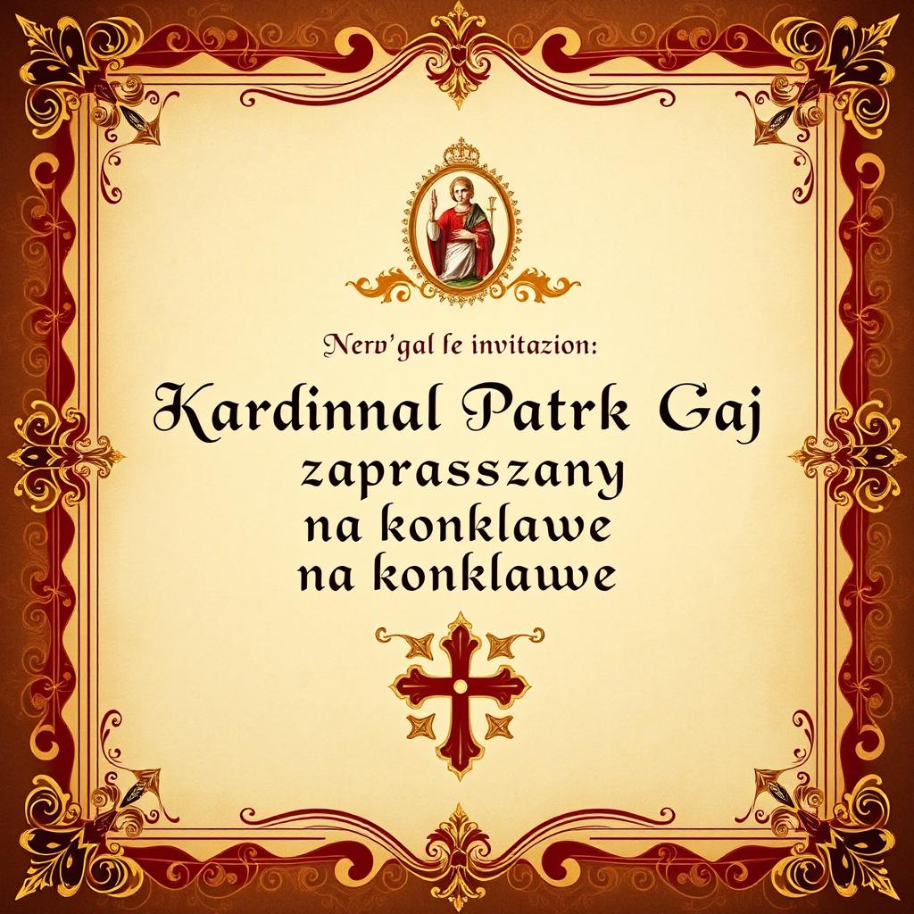 Elegant Invitation Design for Conclave Event Featuring Cardinal Patryk Gaj