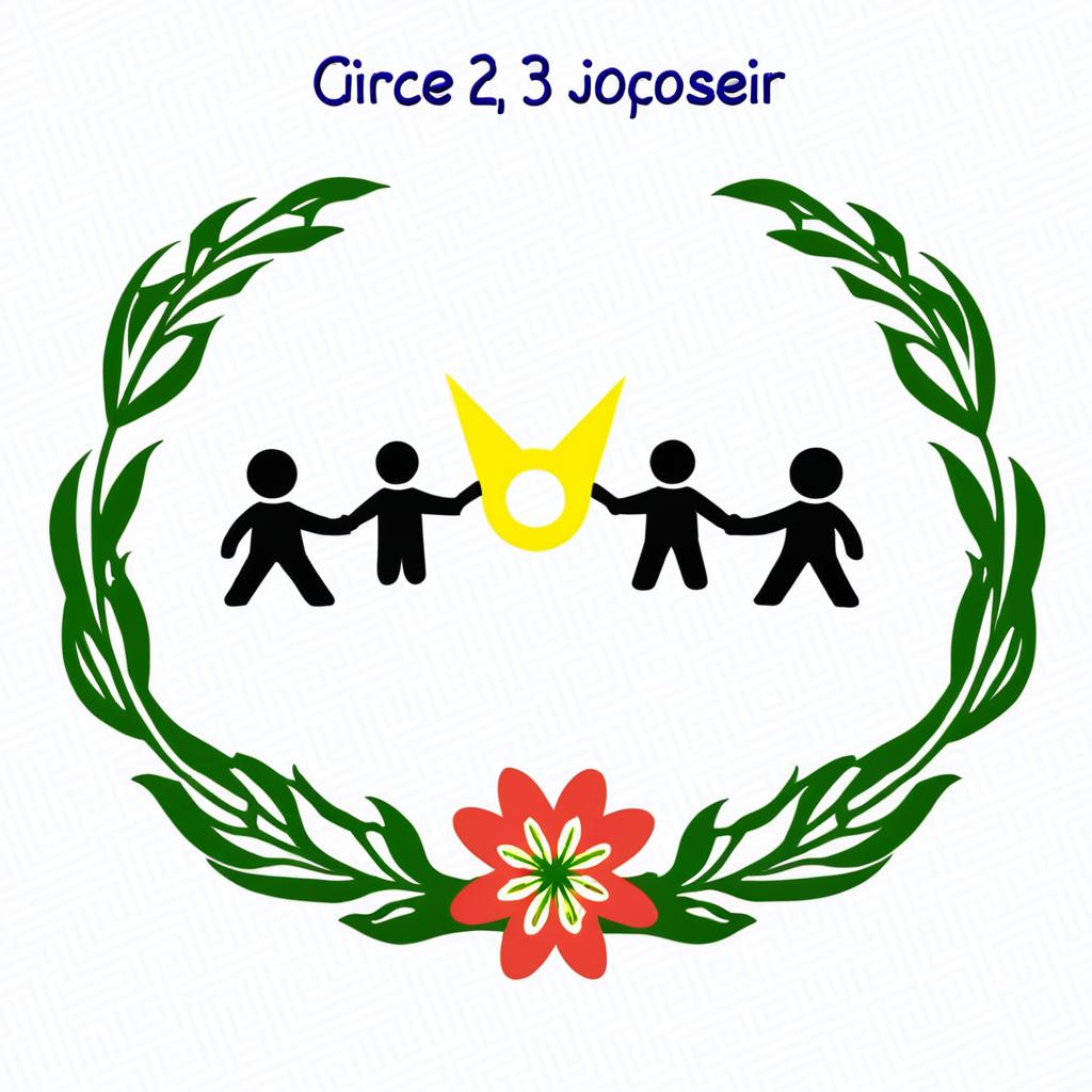 Cheerful Family Unity Logo Design with Sun and Wreath