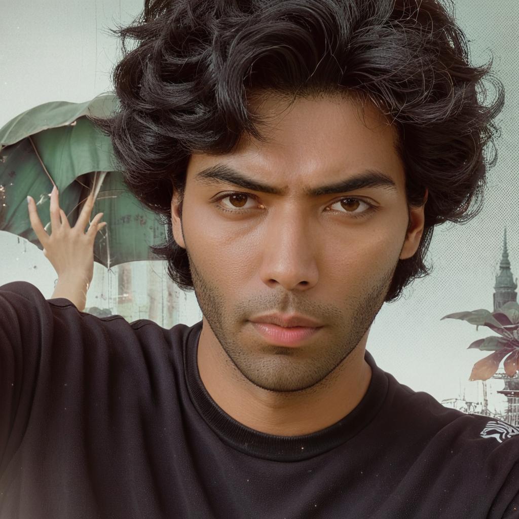 Anime-Inspired Character in a High-Tech Matrix Environment