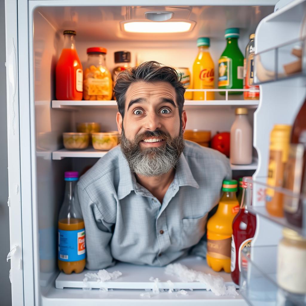 Whimsical Refrigerator Scene: A Humorous Take on Calmness