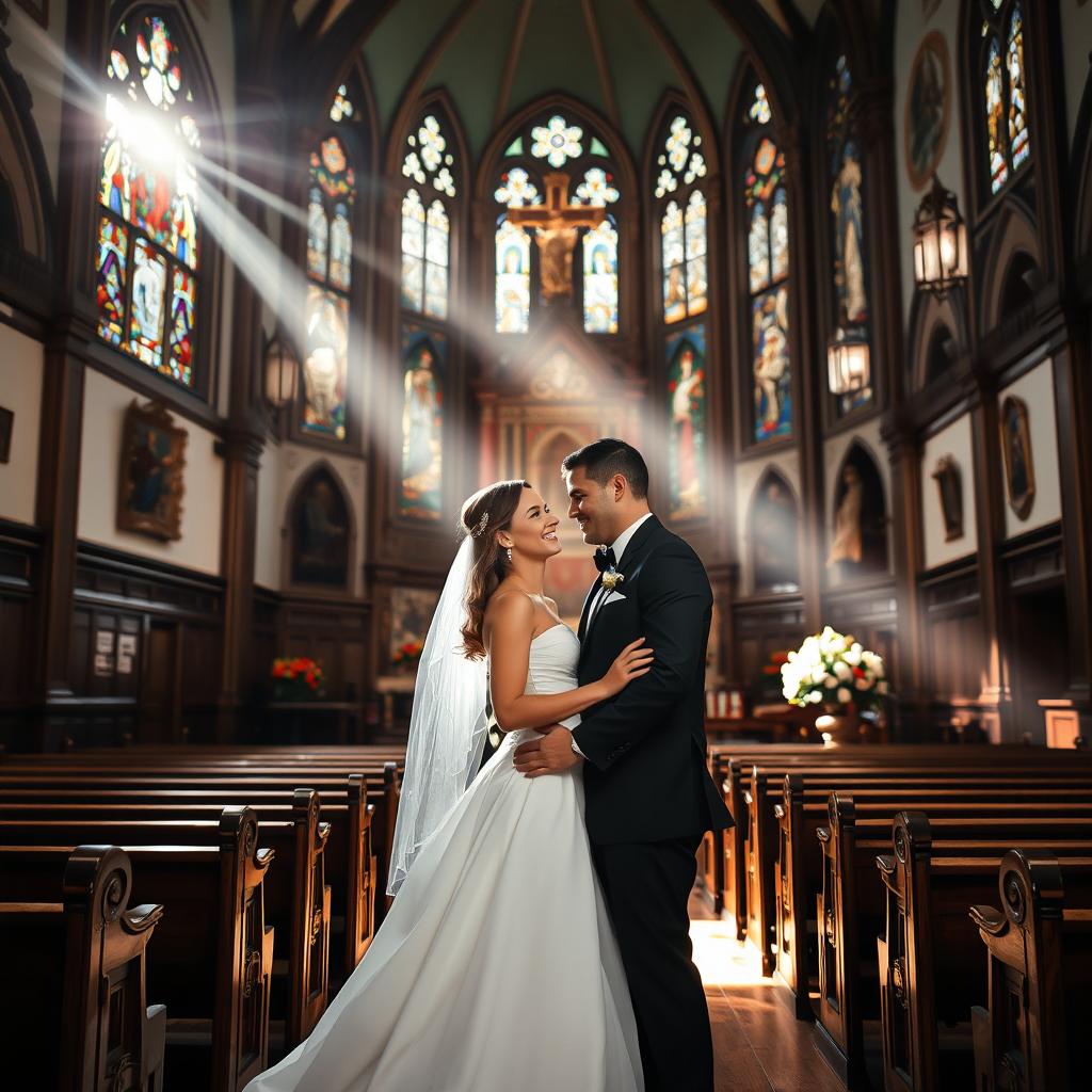 Romantic Wedding Moments in a Beautifully Decorated Church