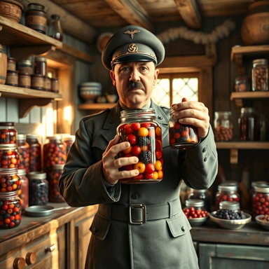 Whimsical Historical Character in a Rustic Kitchen | Idyllic AI