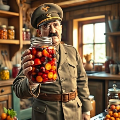 Whimsical Historical Character in a Rustic Kitchen | Idyllic AI