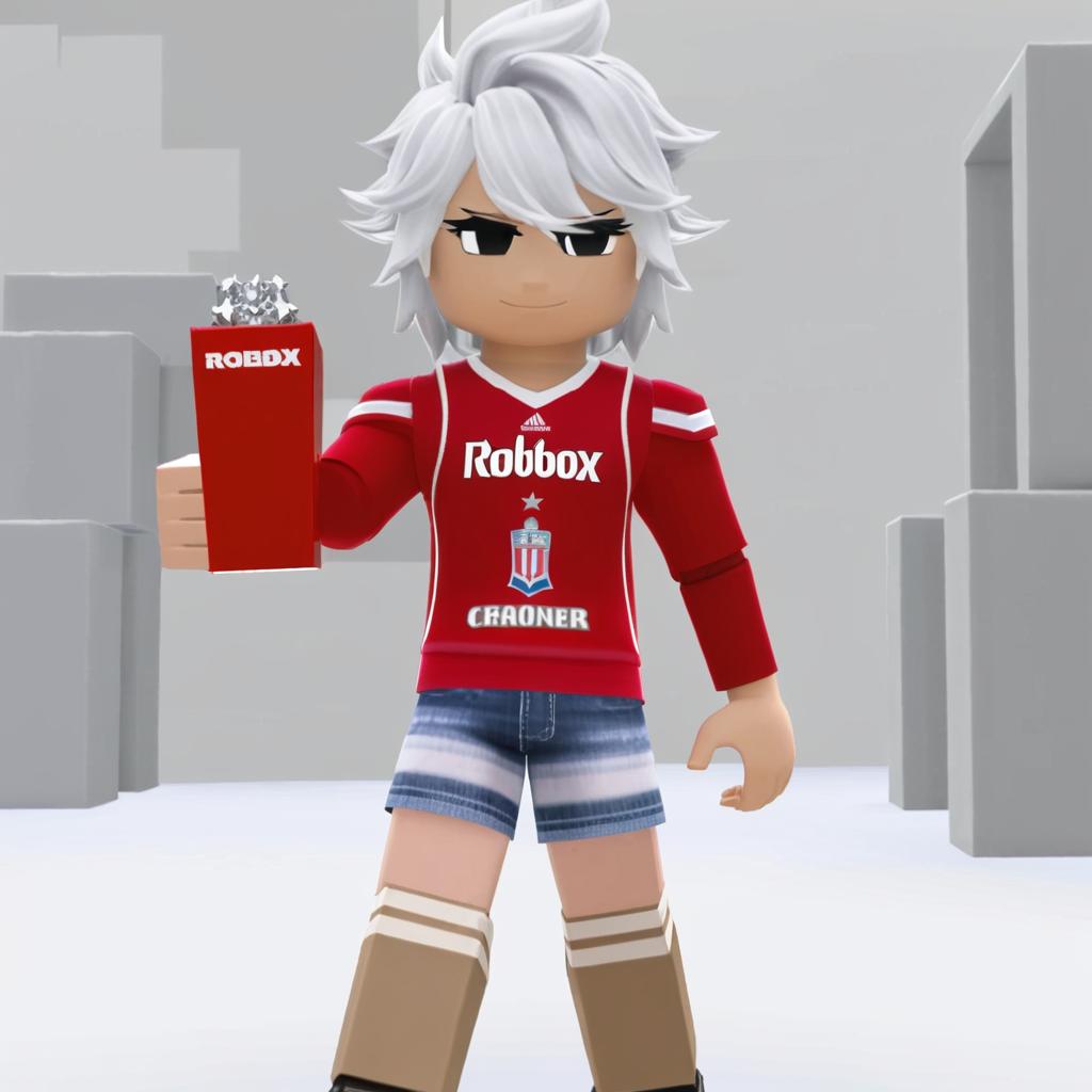 Celebrate Victory: Roblox Avatar with UEFA Champions League Trophy