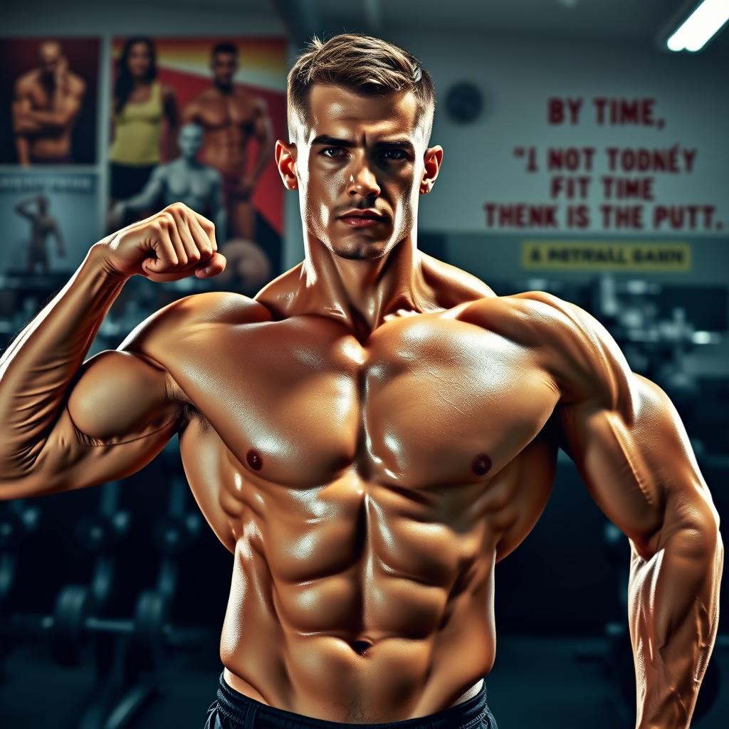 Unleash Your Strength: A Muscular Male Figure in a Dynamic Gym Setting