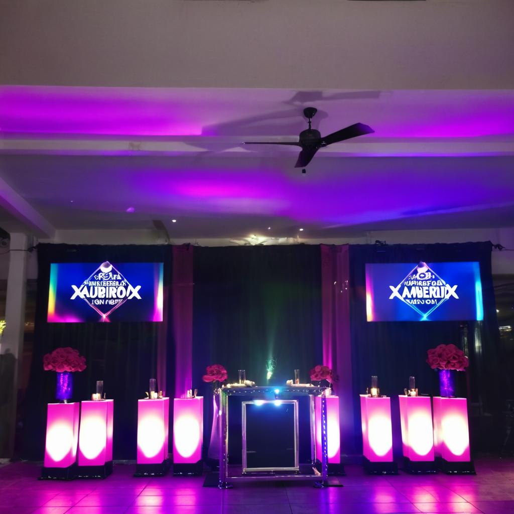 Vibrant Indoor Event Scene: DJ Party in Stunning Colors