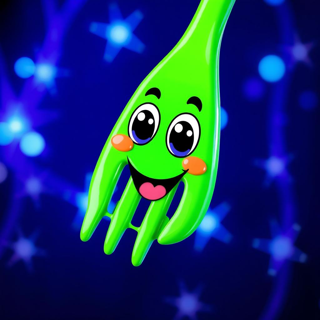 Whimsical Green Fork Surrounded by Magical Lights – A Stunning AI Image