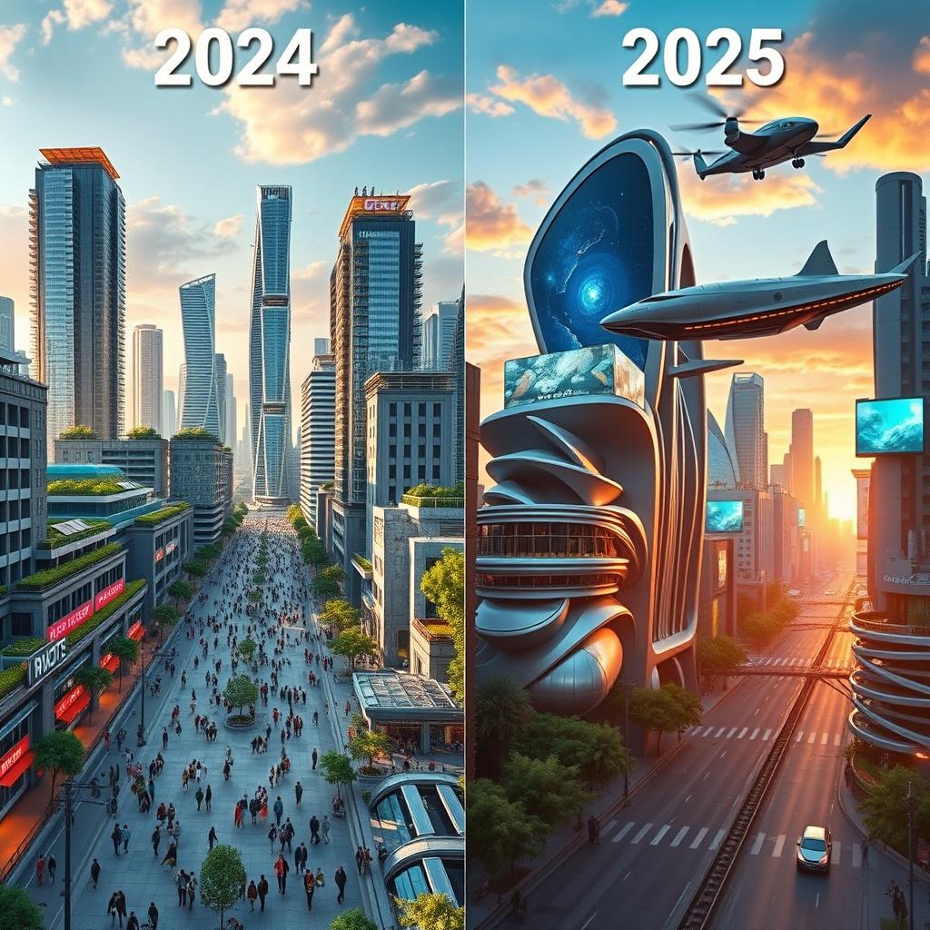 Futuristic Cityscapes: A Comparative Vision of 2024 vs 2025