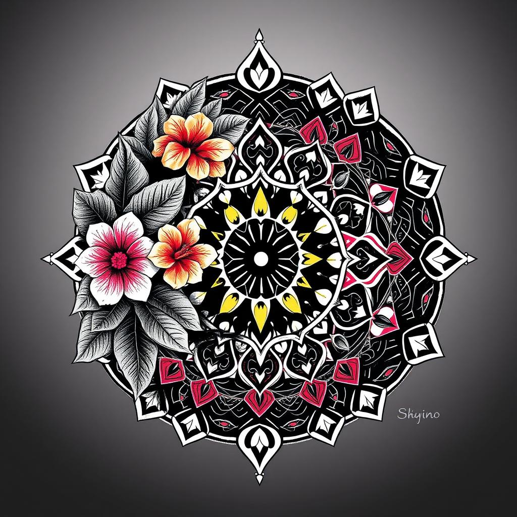 Serene Yin Yang Art: Filipino Tropical Motifs & Mandala Harmony