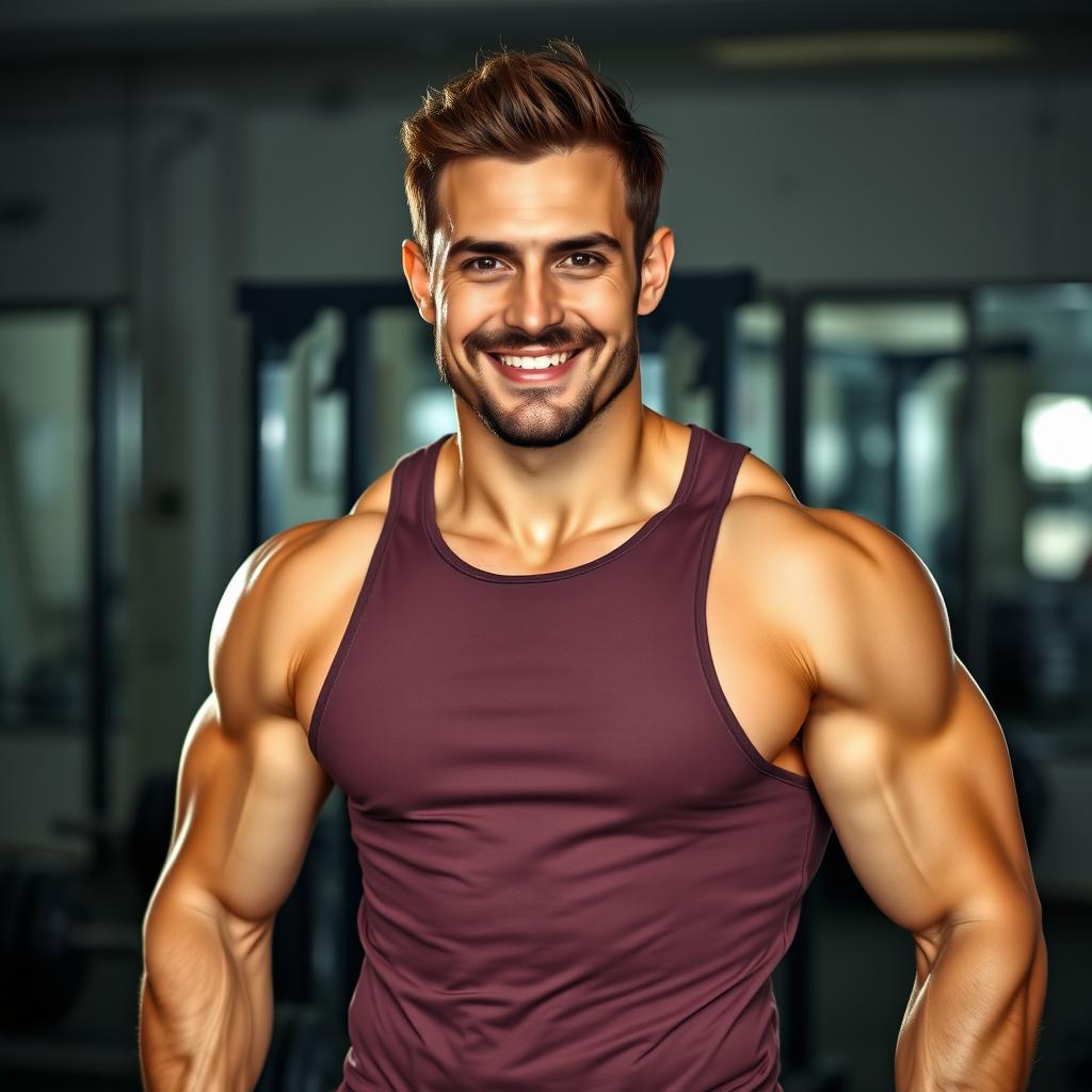 Striking Gym Portrait of a Confident Muscular Man