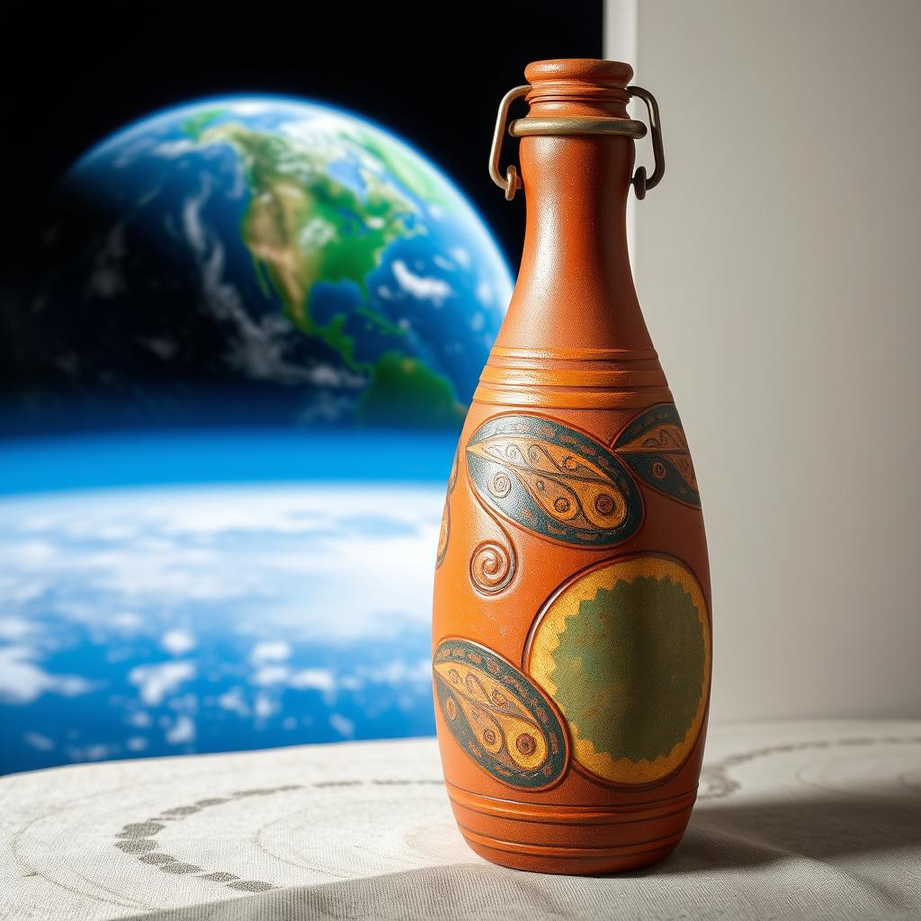 Intricate Clay Pottery Water Bottle - A Fusion of Nature and Craftsmanship
