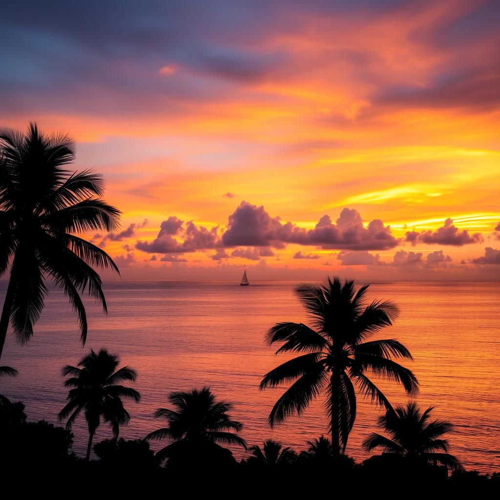 Mesmerizing Tropical Sunset Over Calm Ocean | Idyllic AI