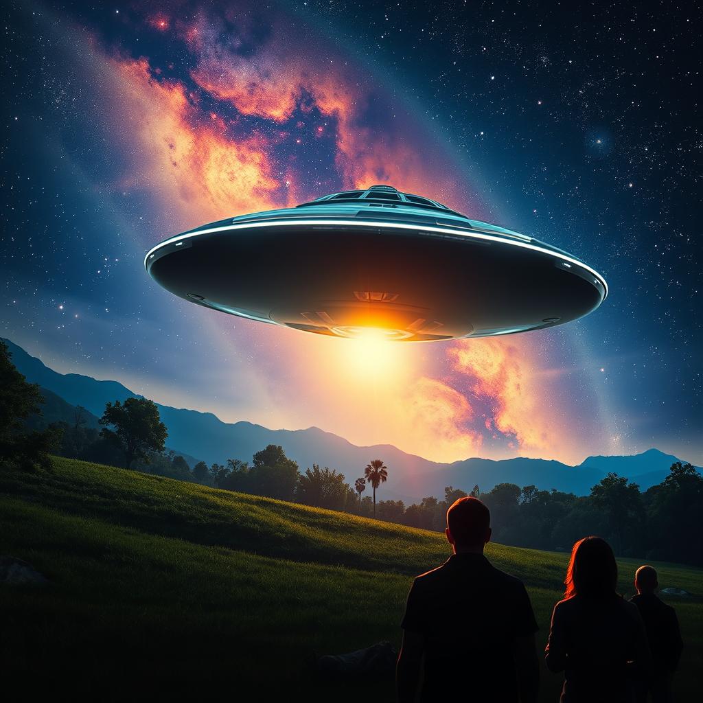 Cinematic Movie Poster: Alien Spaceship Landing on Earth