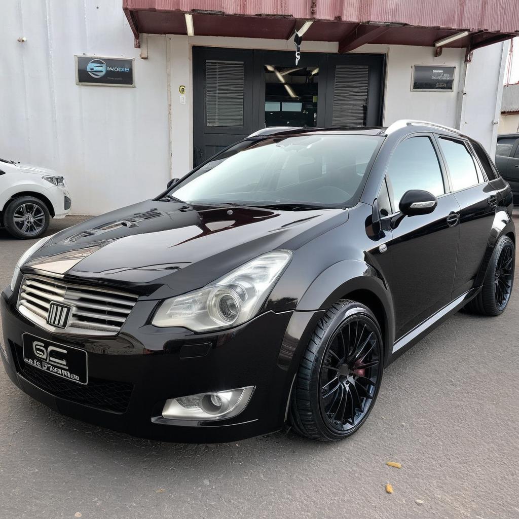 Sleek Black Sedan: Stylish Body Kit & Aggressive Stance