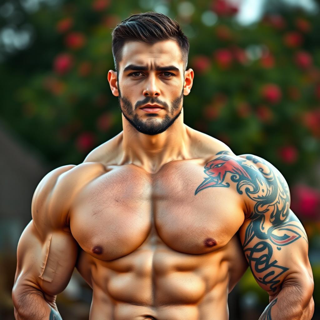 Explore the Striking Physique of a Tattooed Muscular Man