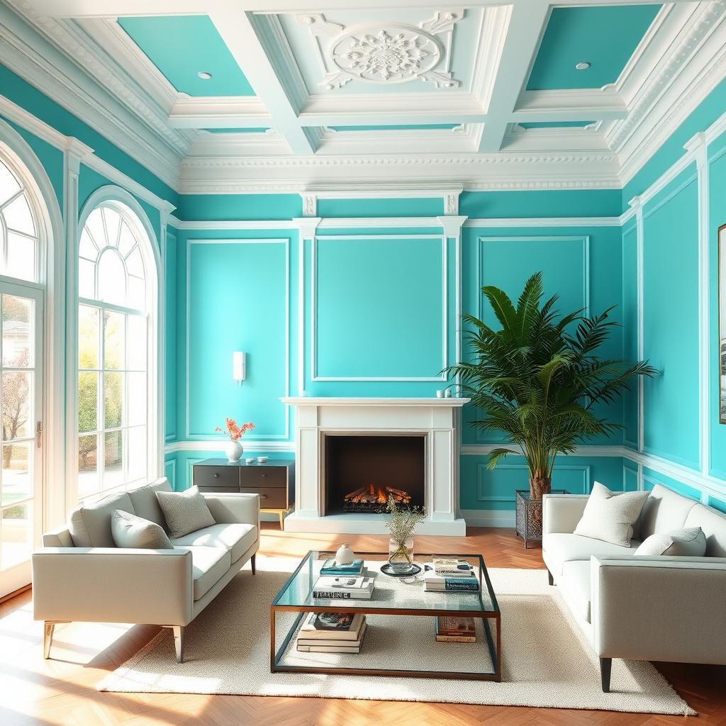 Stunning Turquoise Room Design with Minimalistic Elegance